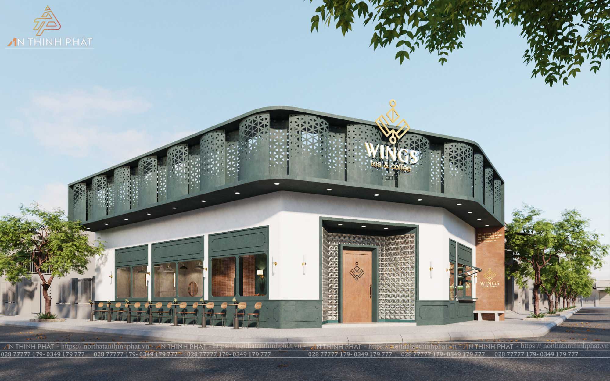 Wings Coffee - 204 m² - Phong Cách Hiện Đại - Kiến Trúc Nội Thất An ...